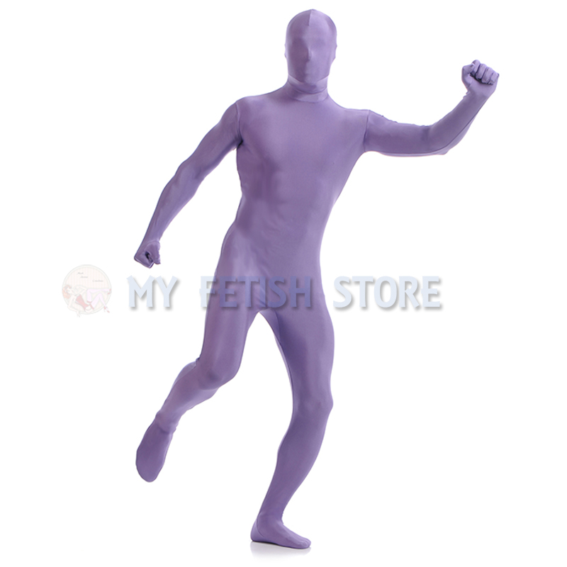 Full Body Light Purple Lycra Spandex Bodysuit Solid Color Zentai Suit Halloween Fancy Dress Costume